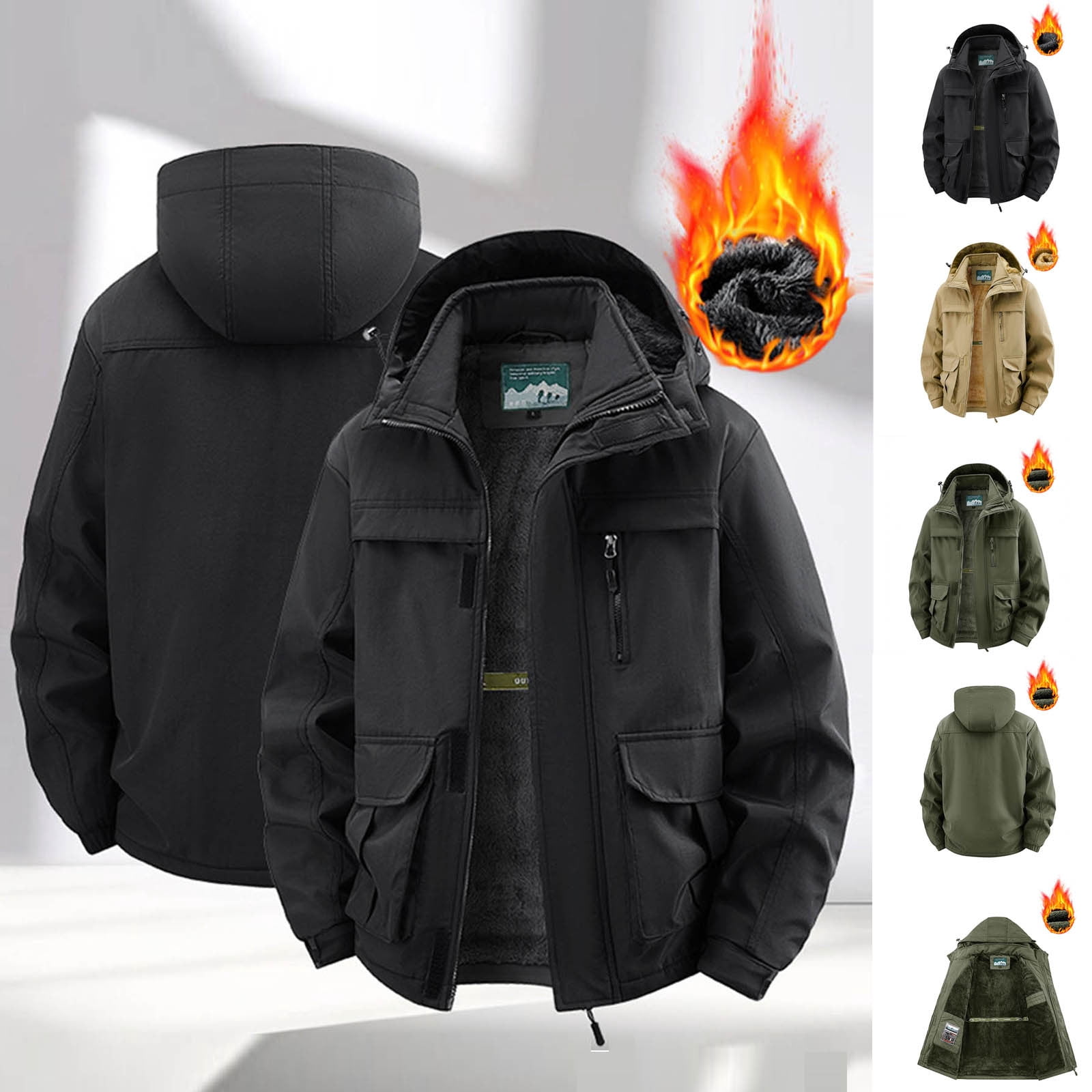 Sookity Men's Hooded Shirt Jacket Winter Warm Coats Big and Tall Warm ...