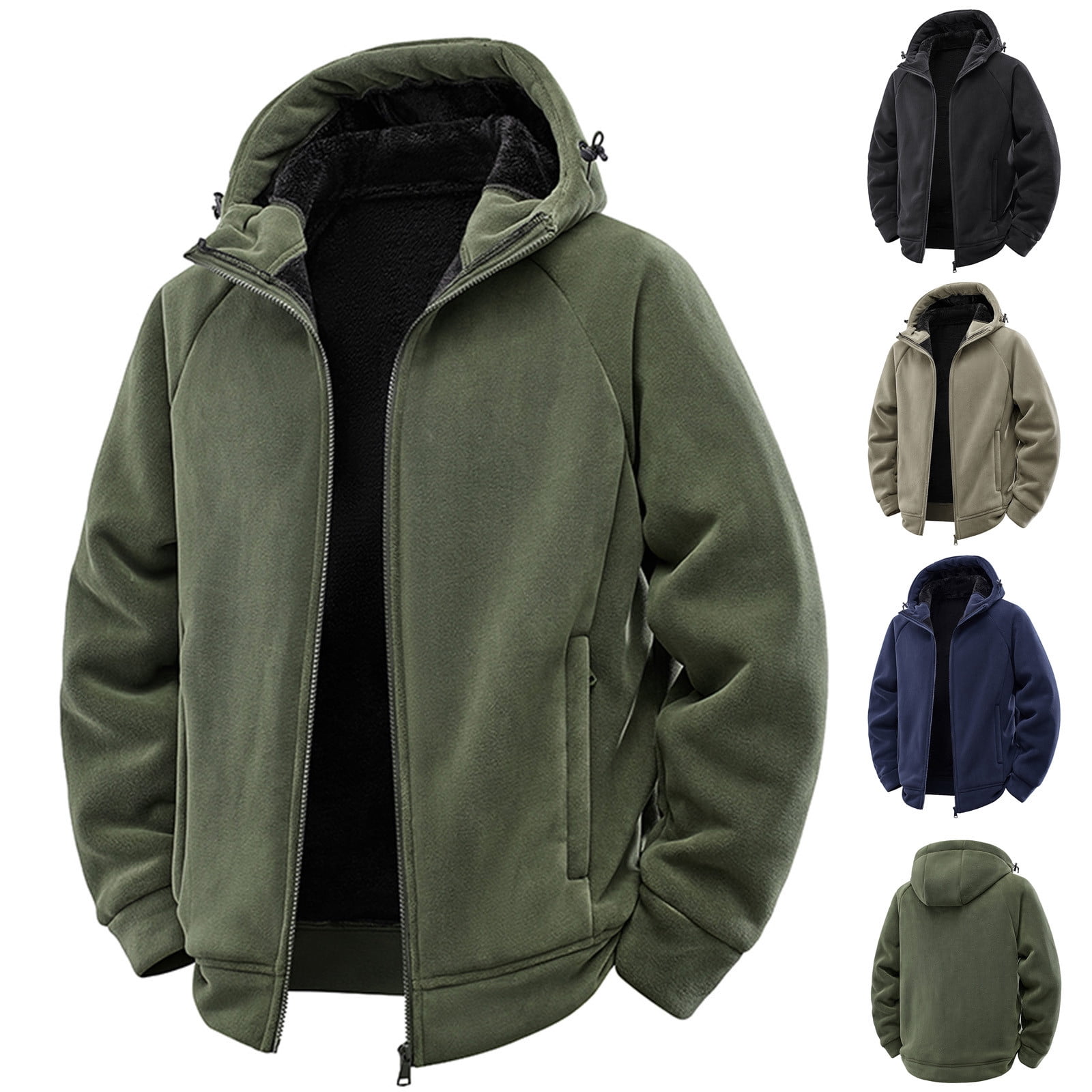 Sookity Men's Hooded Shirt Jacket Winter Warm Coats Big and Tall Warm ...
