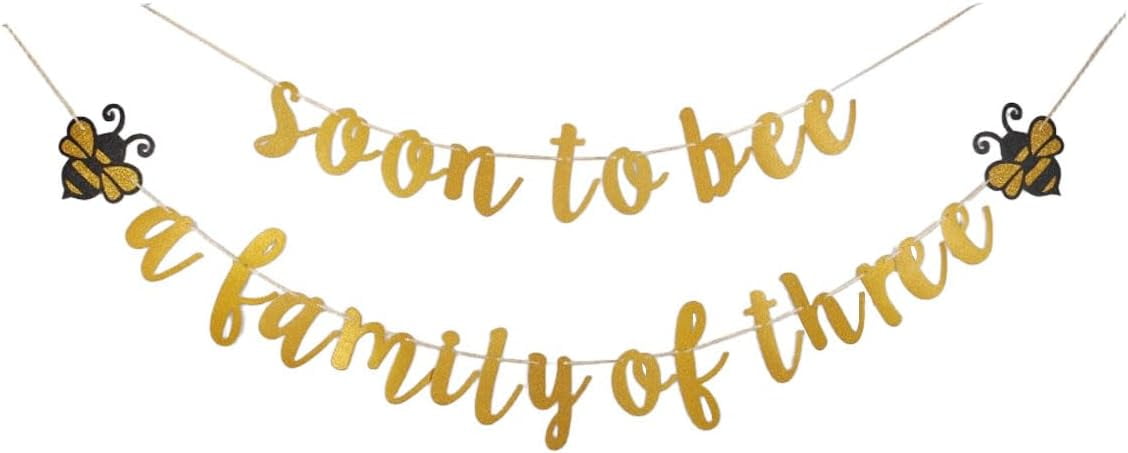 Soon to Bee a Family of Three Banner, Baby Shower Party Decoration ...