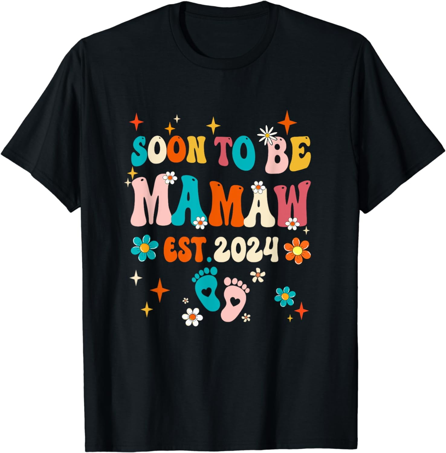 Soon To Be Mamaw Est cement Groovy T-Shirt - Walmart.com