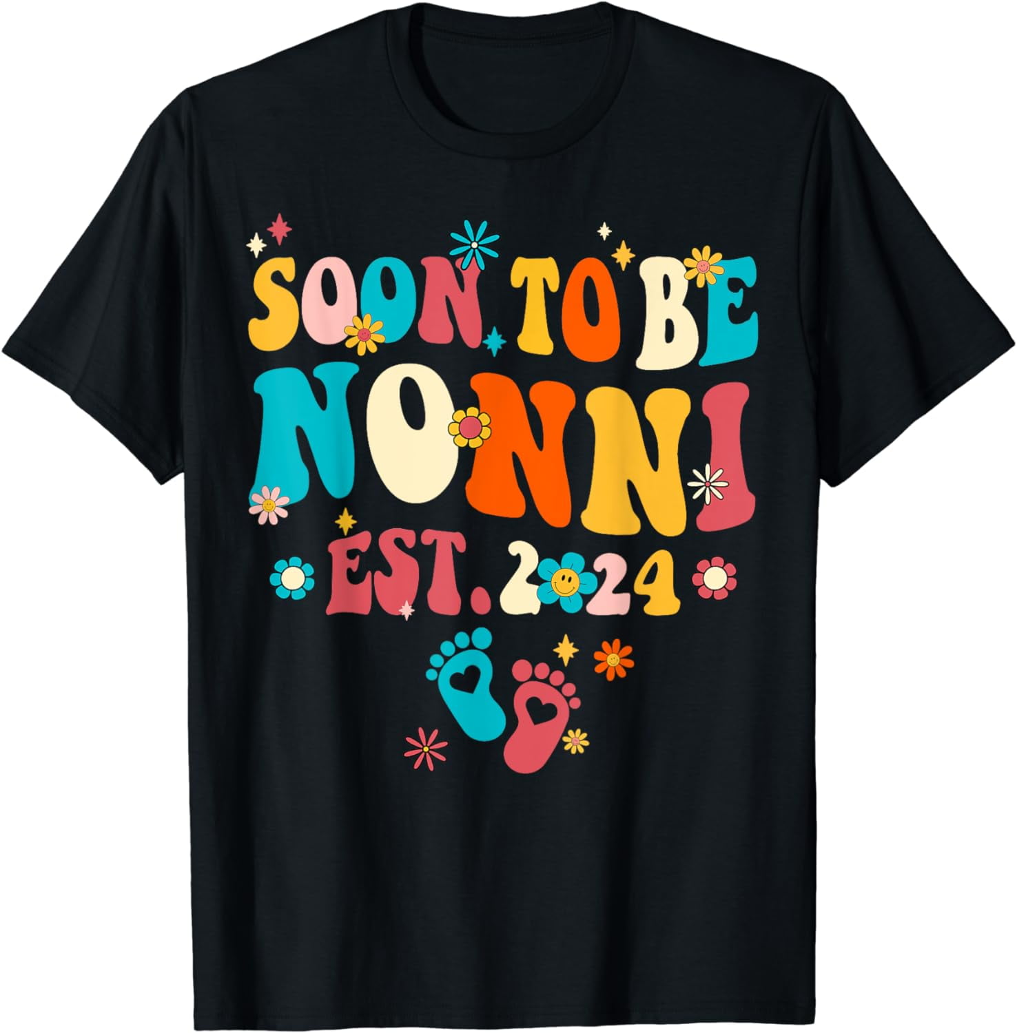 Soon To Be Nonni Est 2024 Funny Retro Floral T-Shirt - Walmart.com