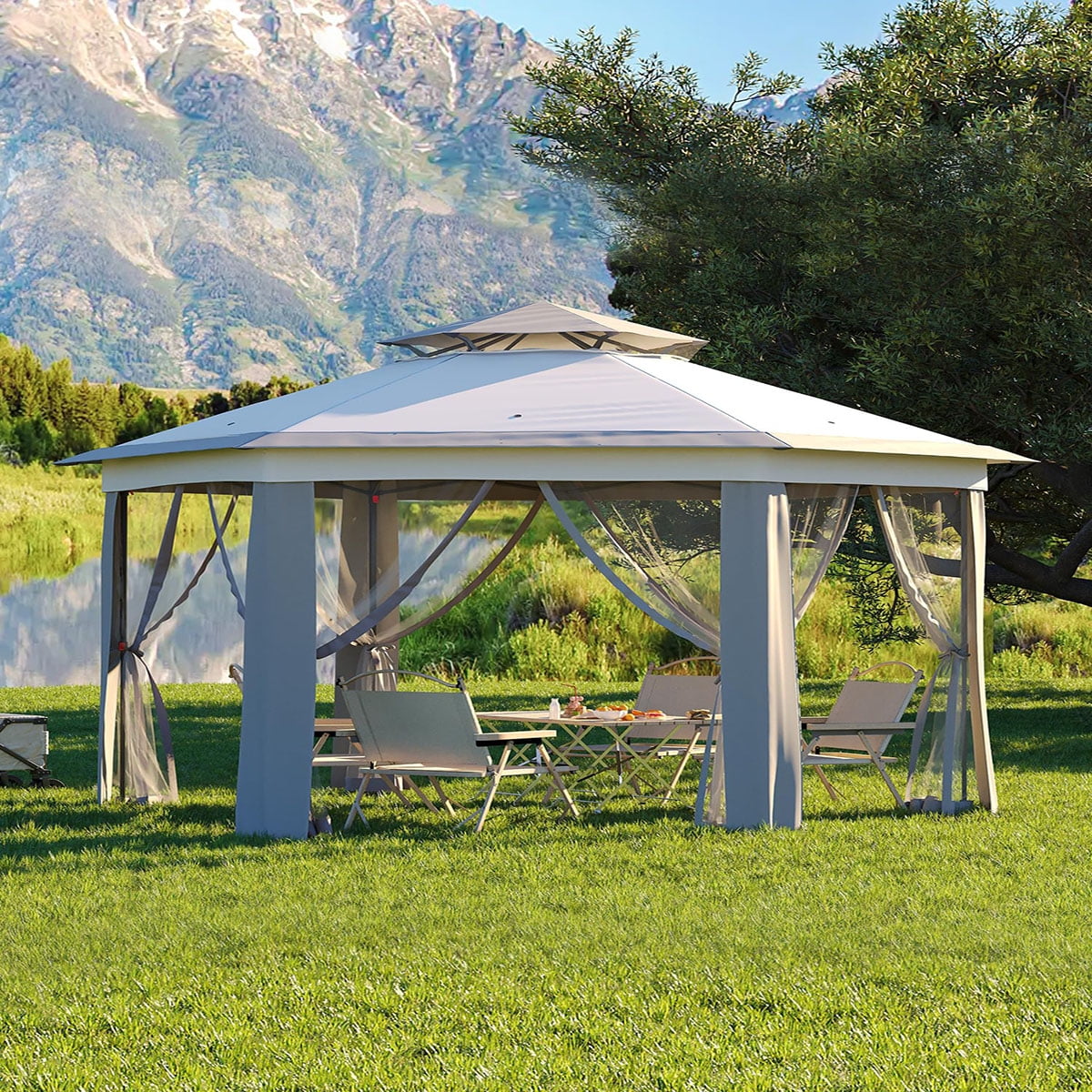Soonbuy 13' x 13' Gazebo, Hexagonal Outdoor Canopy Shelter, Instant ...
