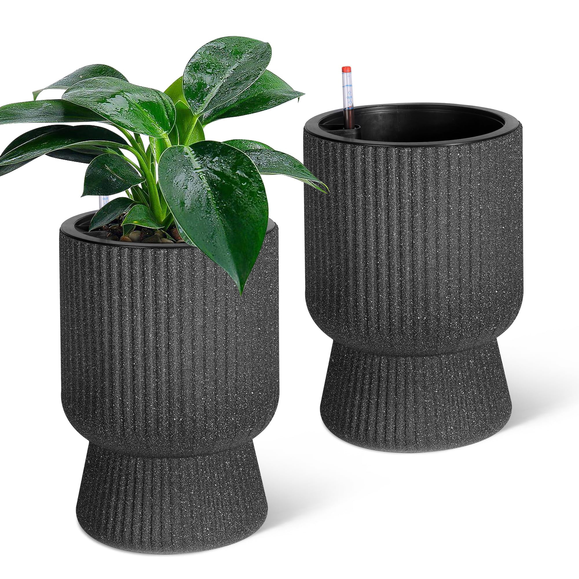 Soonbuy 14.2" Planters Set of 2, Self Watering Pots for Indoor Plants ...