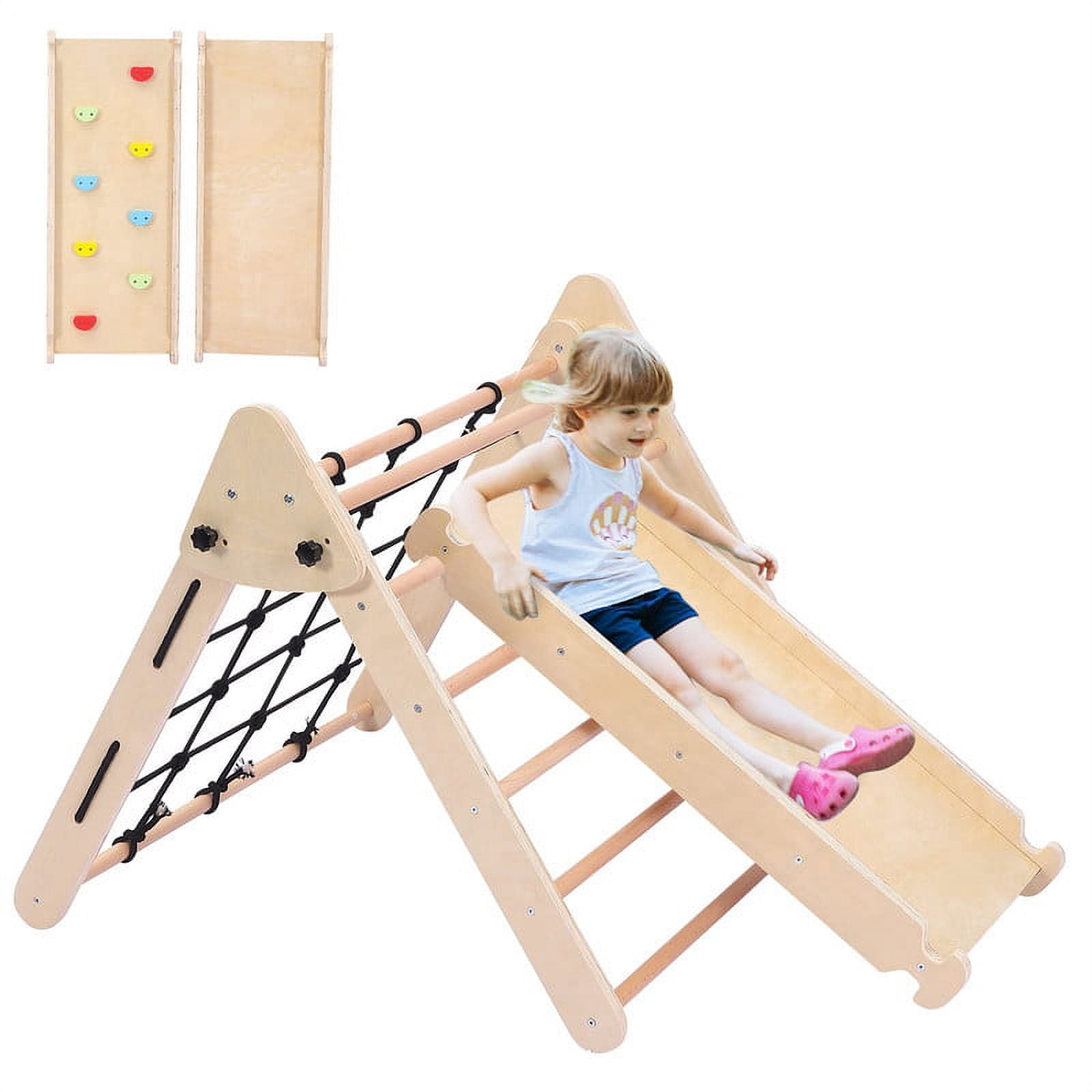 Soonbuy 2-in-1 Wooden Climbing Toys, Foldable Triangle Ladder, Design ...