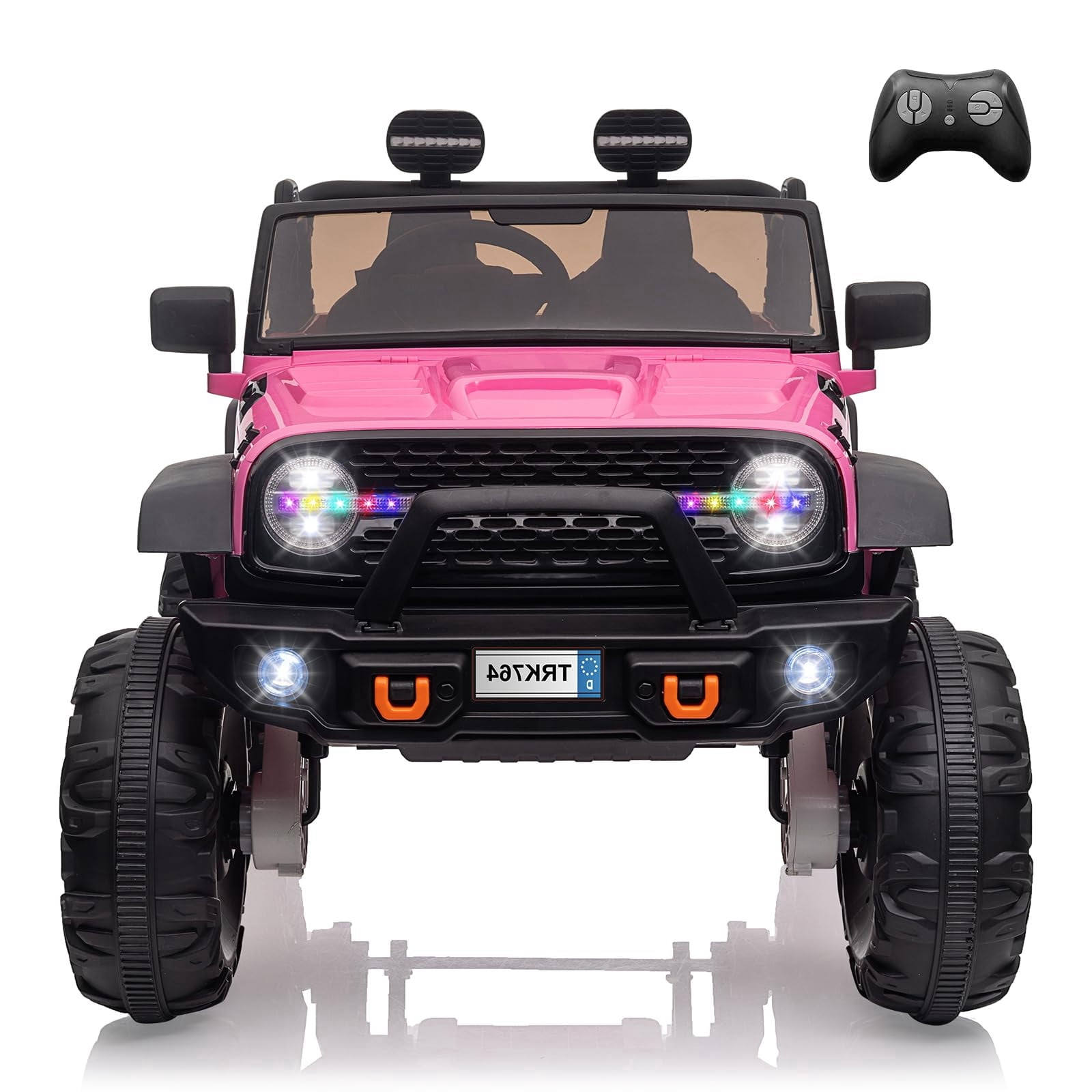 Soonbuy 24V Kids Ride on Truck, 2 Seater/Remote Control/LED Light, Pink ...