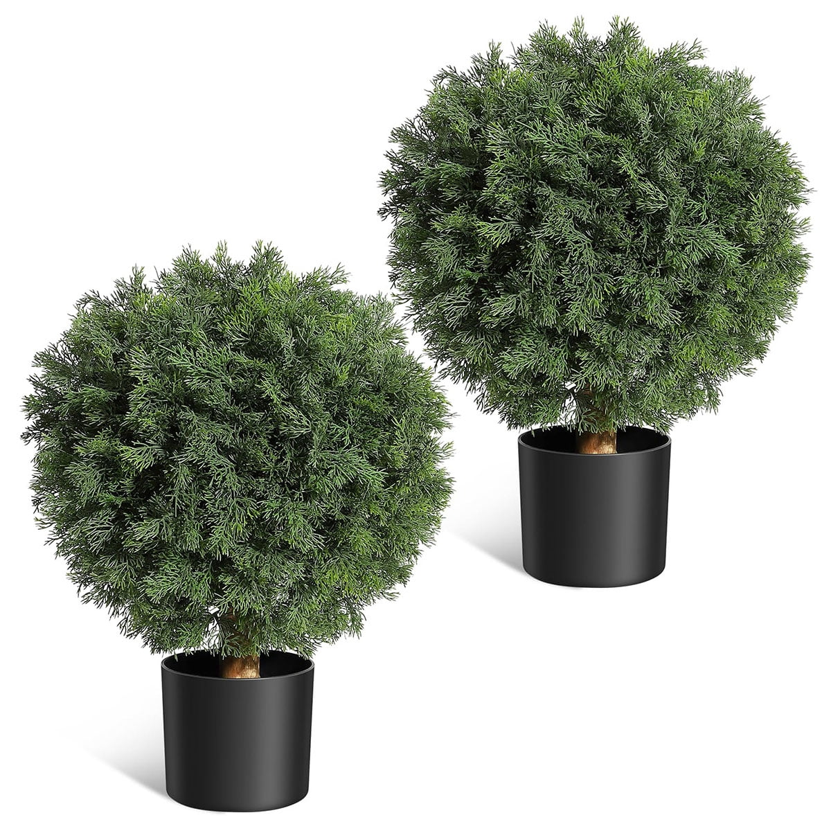 Soonbuy 24inch Artificial Cedar Topiary Ball Trees with Potted, Fake ...