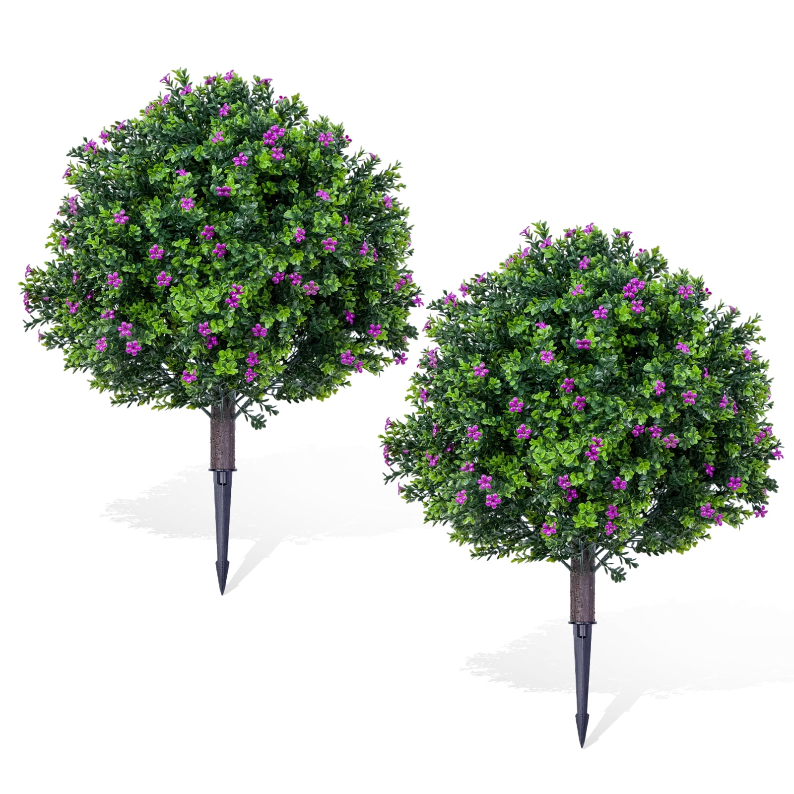 Soonbuy 2pcs 24" Artificial Boxwood Topiary Ball Trees, UV Resistant ...