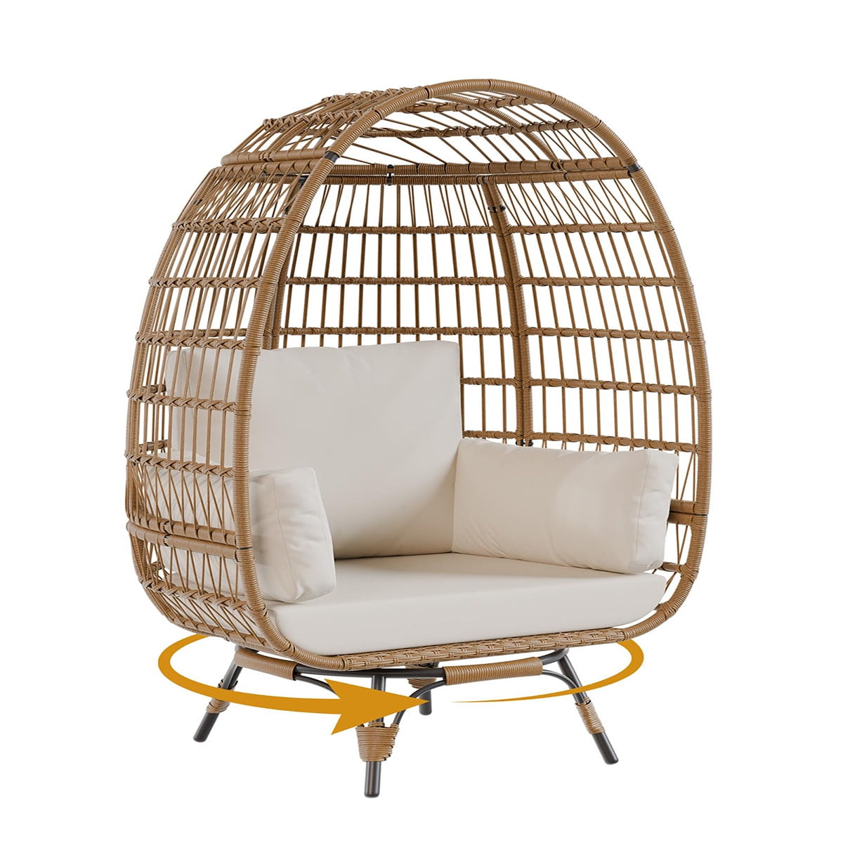 Soonbuy 360°Swivel Egg Chair Patio Rotating Rattan Egg Basket Lounge ...