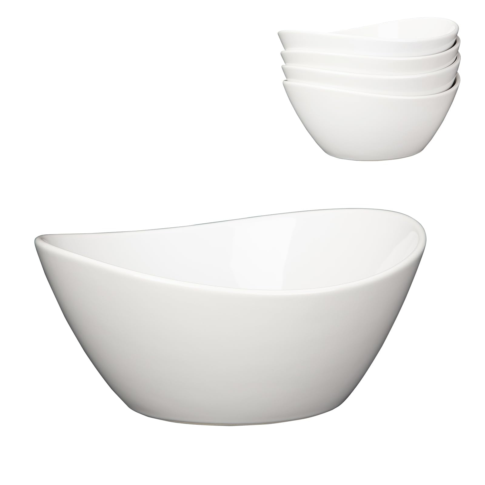 Soonbuy 4-Pack 8 Inch 42oz Porcelain Oval Bowls - Large Serving Dishes ...