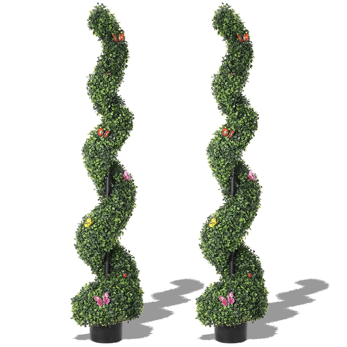 Soonbuy 4FT Artificial Boxwood Spiral Topiary Trees, 2 Pcs Outdoor Faux ...