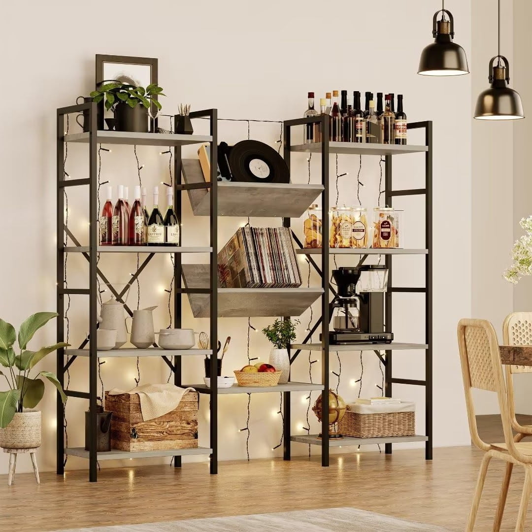 Soonbuy 5 Tier Industrial Metal Freestanding Bookcase, 14 Open Display ...