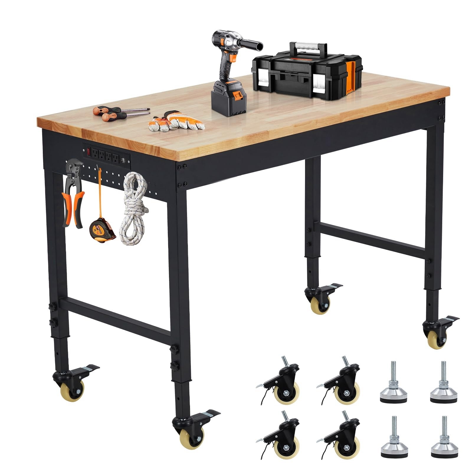 Soonbuy Adjustable Workbench, 60" L X 22" W Garage Worktable with ...