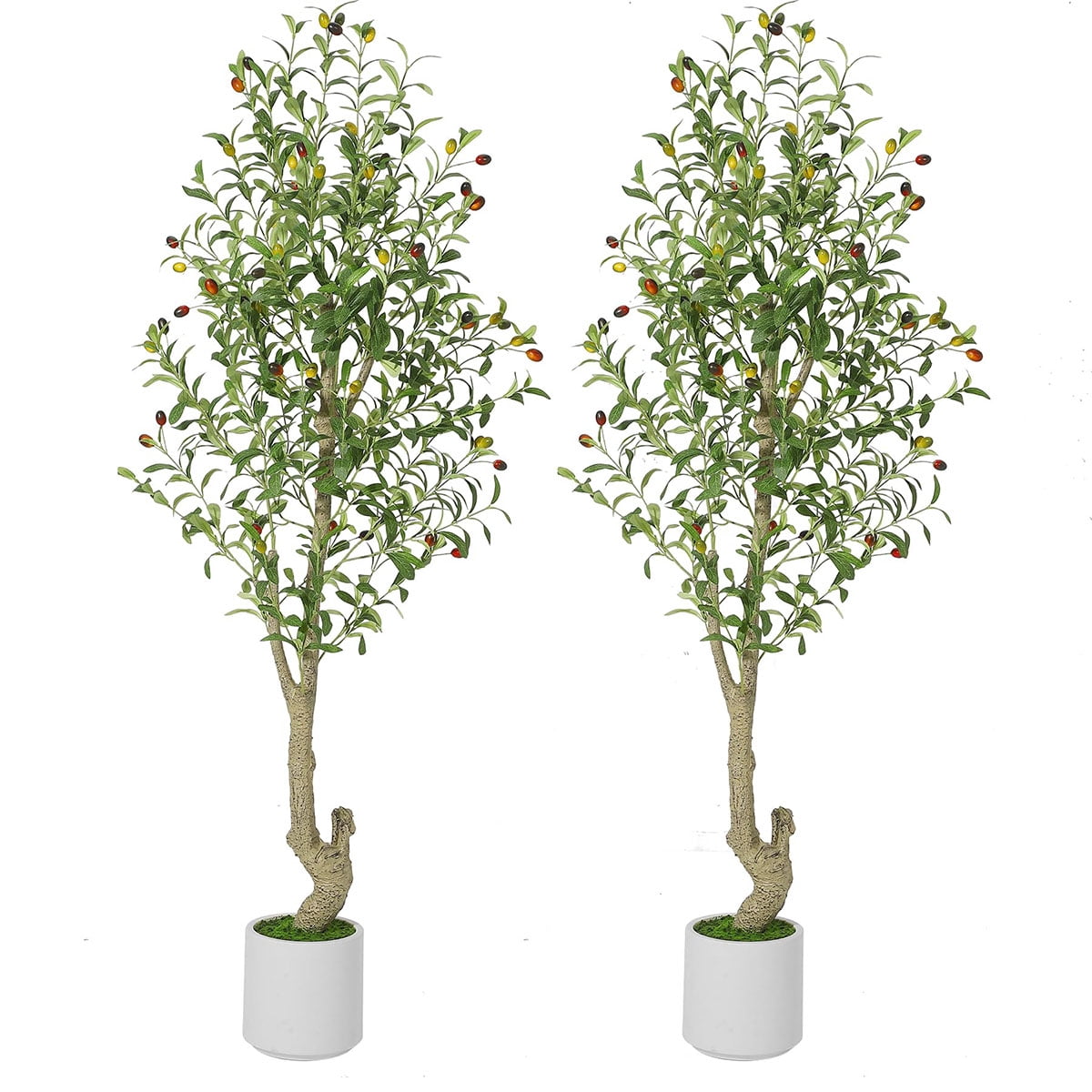 Soonbuy Artificial Olive Tree,5ft Faux Olive Tree with White Planter ...