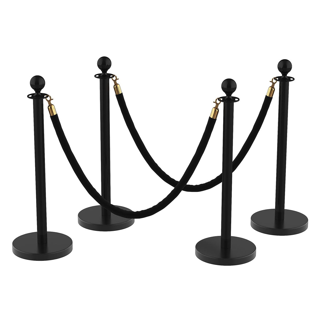 Soonbuy Black Crowd Control Stanchions with 5Ft Velvet Rope,Queue ...