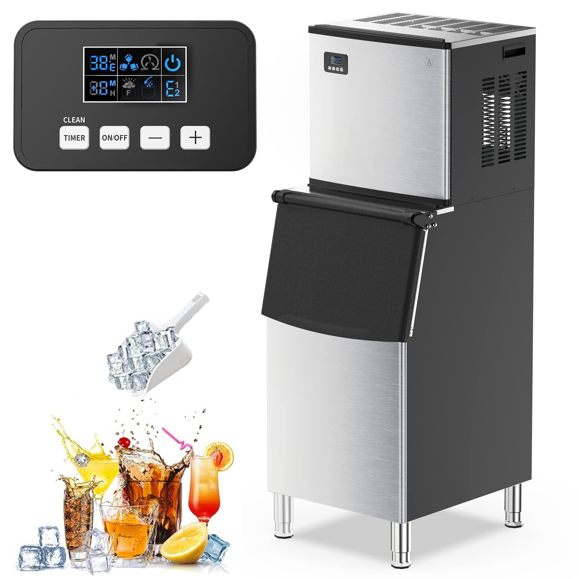 Soonbuy Commercial Ice Maker - Produces 350 Pounds of Ice in 24 Hrs ...