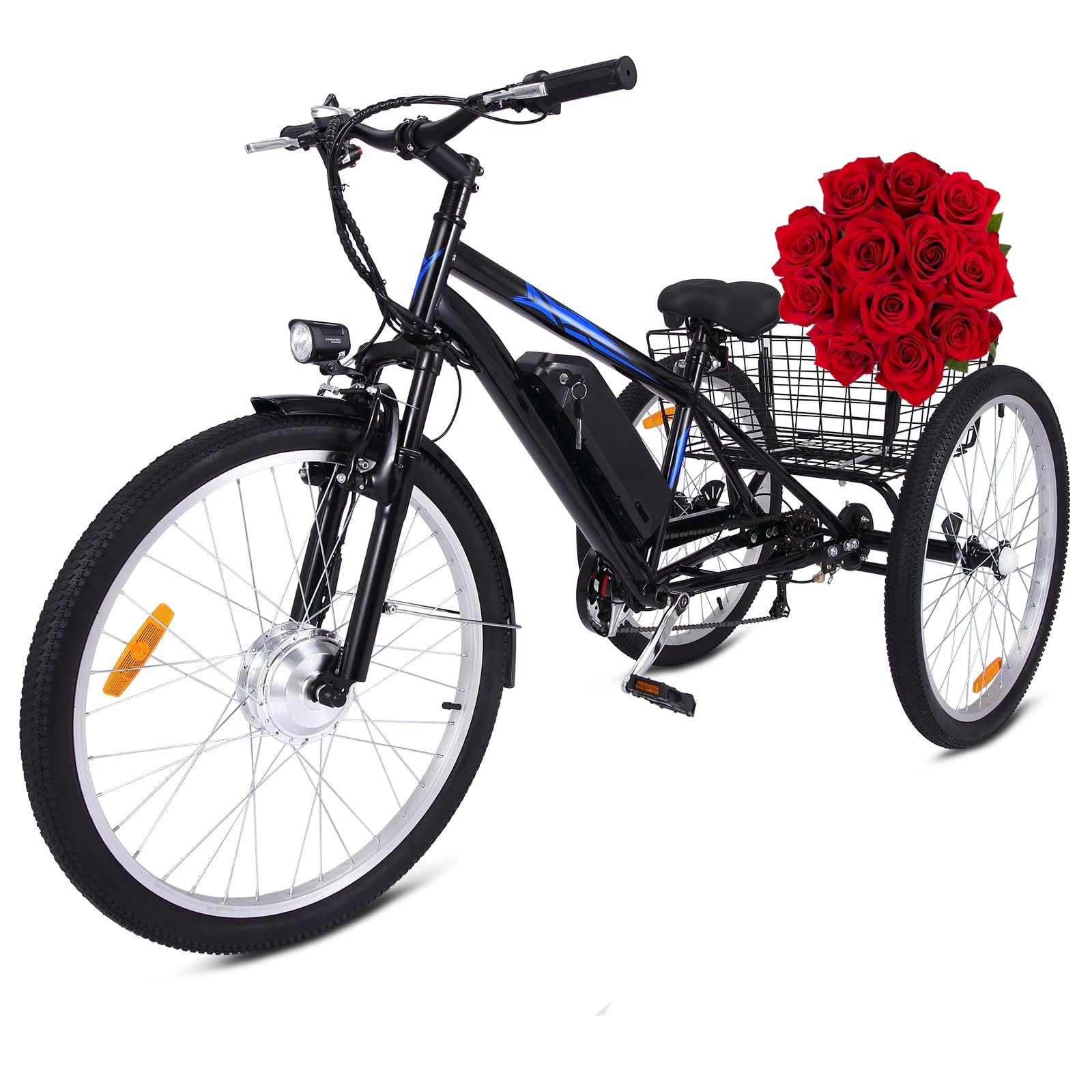 "Soonbuy 24"" Heavy Duty Fat Tire Electric Tricycle, 7 Speed Motorized ...