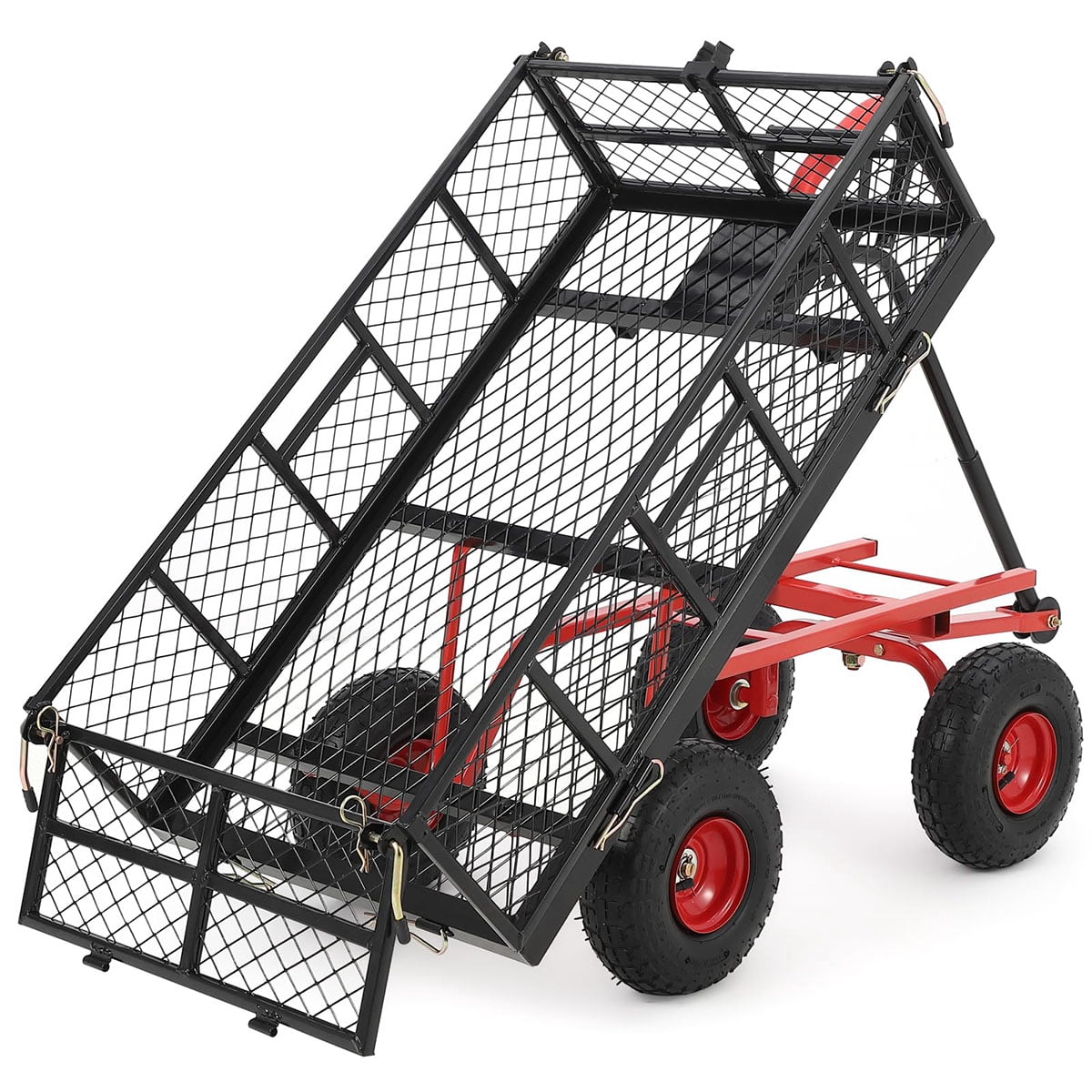 Soonbuy Heavy Duty Steel Garden Dump Cart, Meatl Utility Wagon with ...