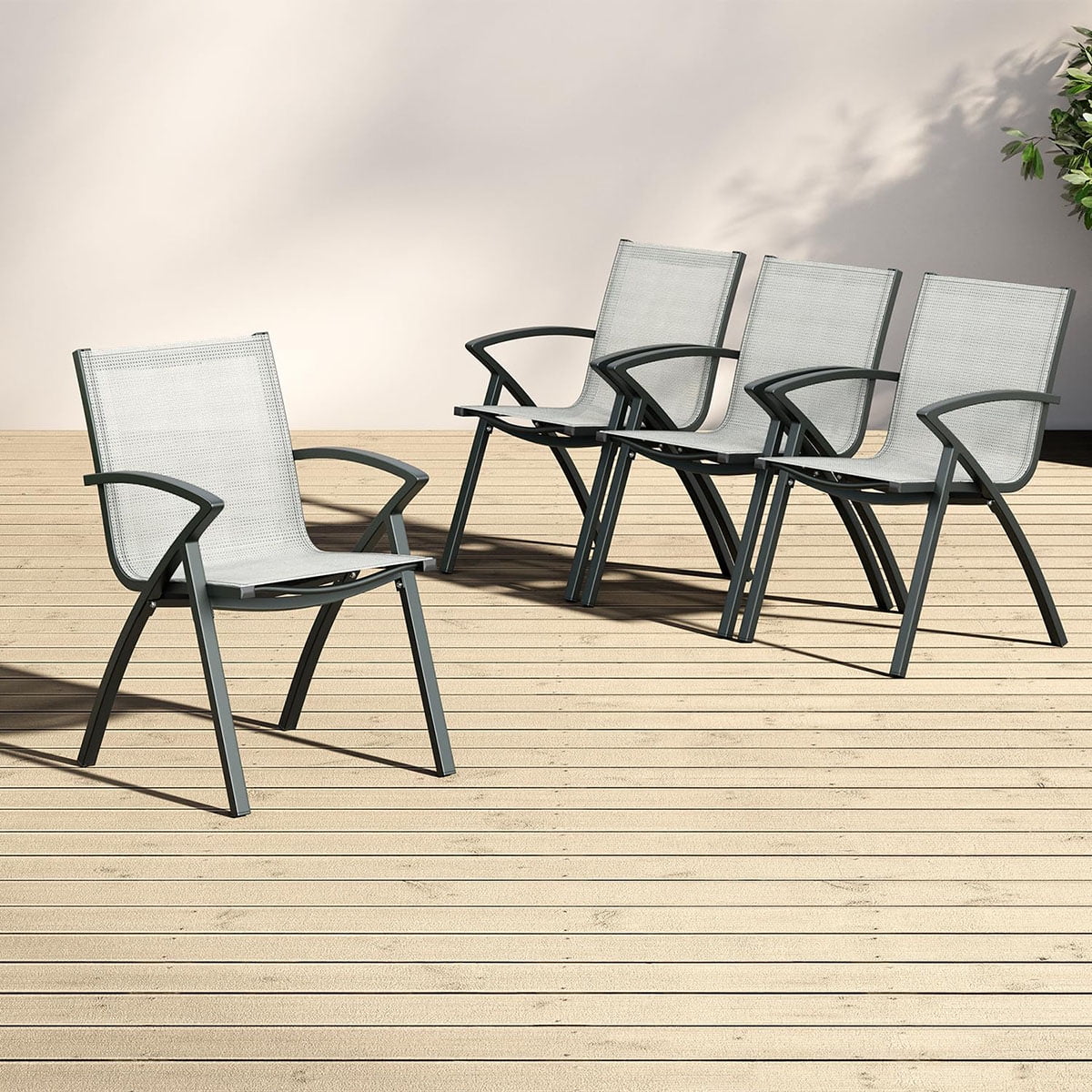 Soonbuy Modern Aluminum Outdoor Dining Chairs,Quick-Dry Textilene ...