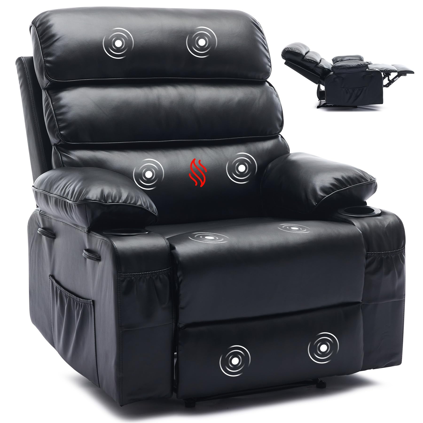 Soonbuy Modern Lounge Chair,PU Leather Extra Wide Manual Recliner for ...