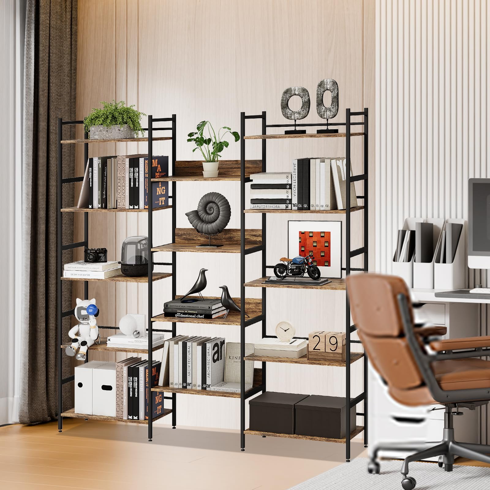 Soonbuy Open Book Shelf, Multi-Tier Metal Frame Bookcase with Anti ...