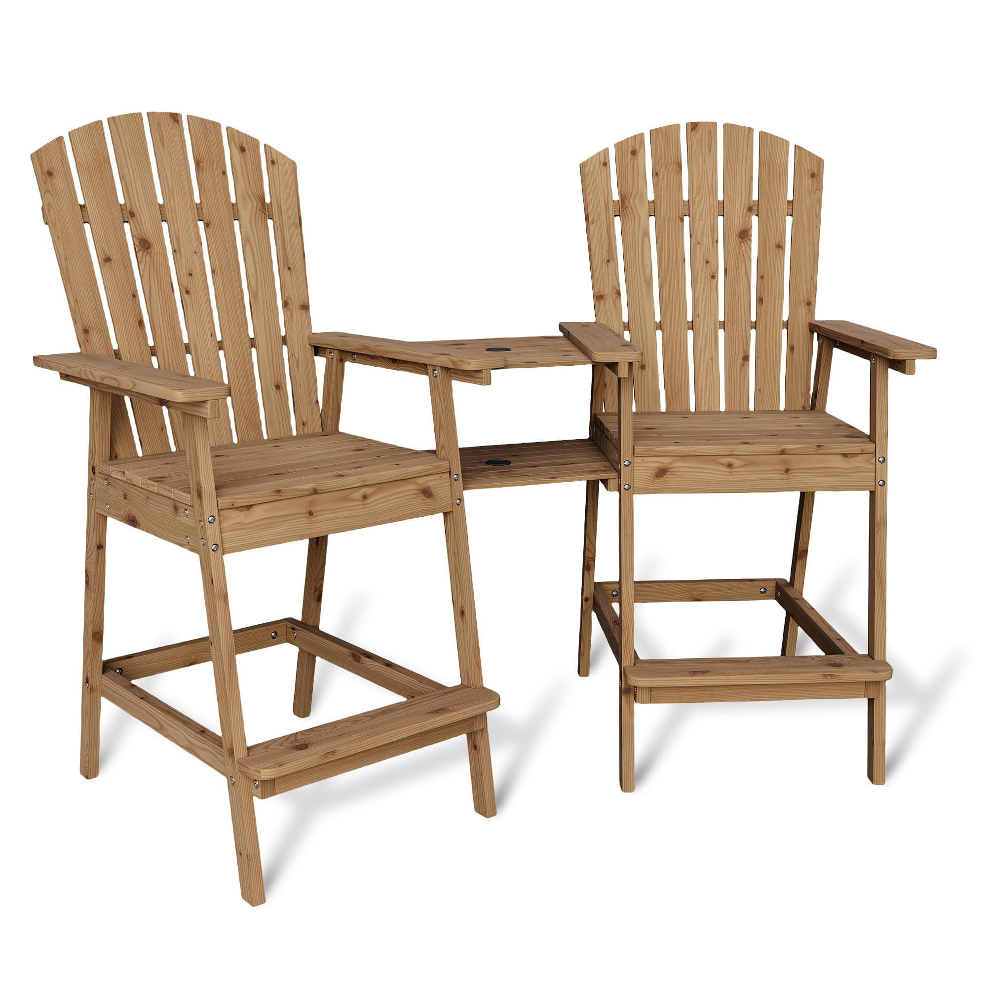Soonbuy Outdoor Bar Height Adirondack Chairs with Connecting Tray ...