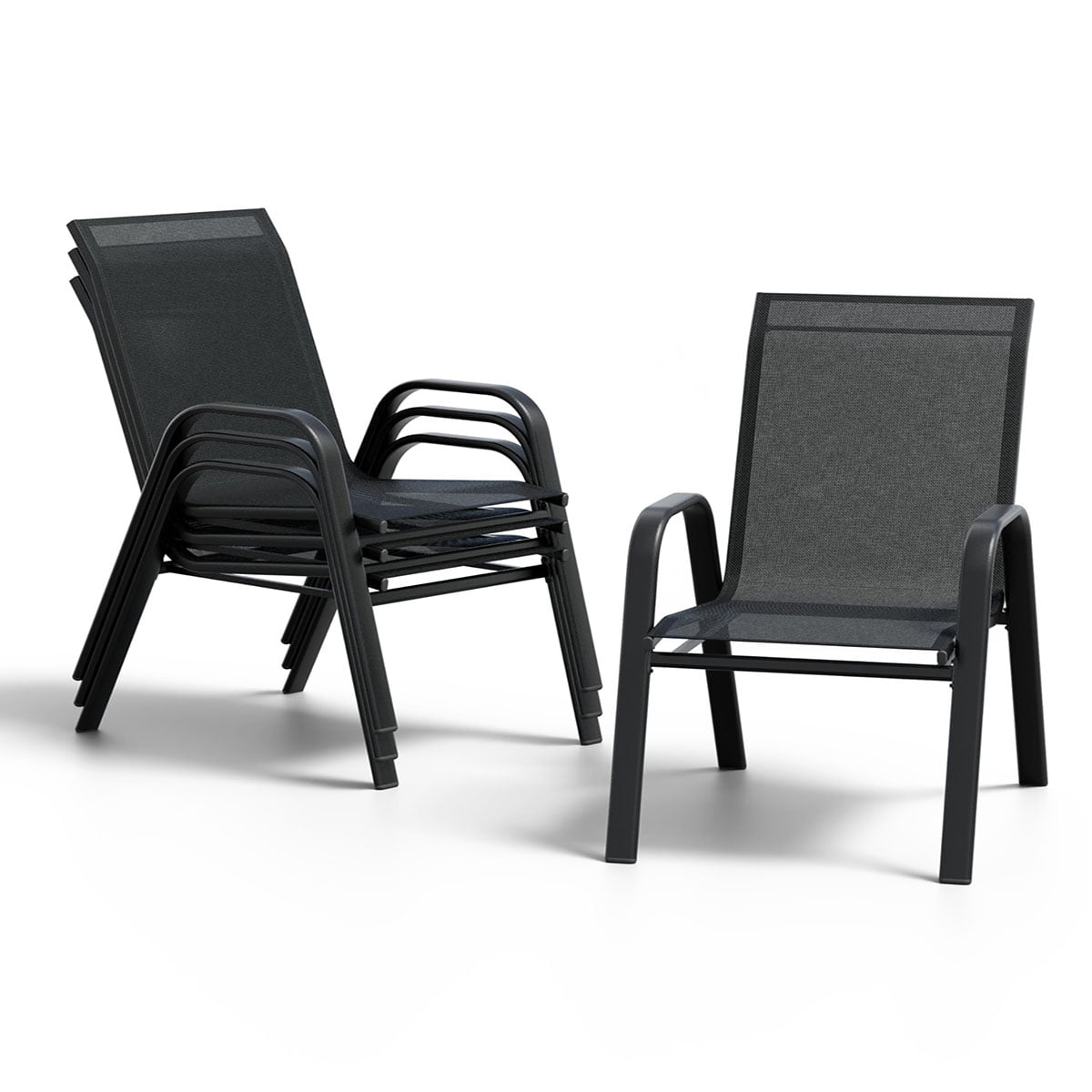 Soonbuy Stackable Dining Chairs Set of 4, High-Back Patio Dining Chairs ...