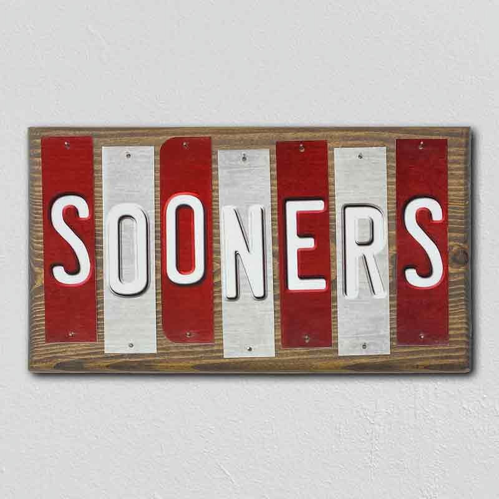 Sooners Team Colors College Fun Strips Novelty Wood Sign WS-918 8" x ...