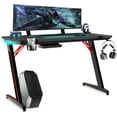 Soontrans 55" Z Shaped Gaming Desk, Computer Gaming Table Desk with LED ...