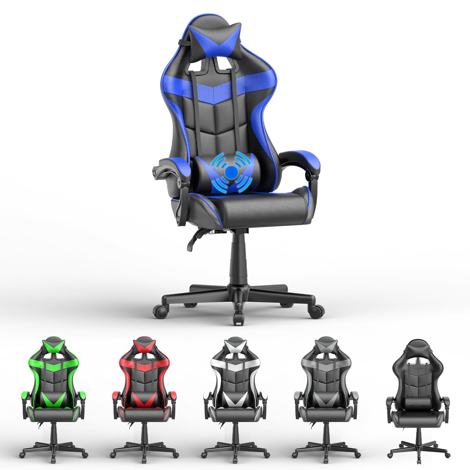 Soontrans Blue Gaming Chairs with Massage, Ergonomic Computer Gamer ...