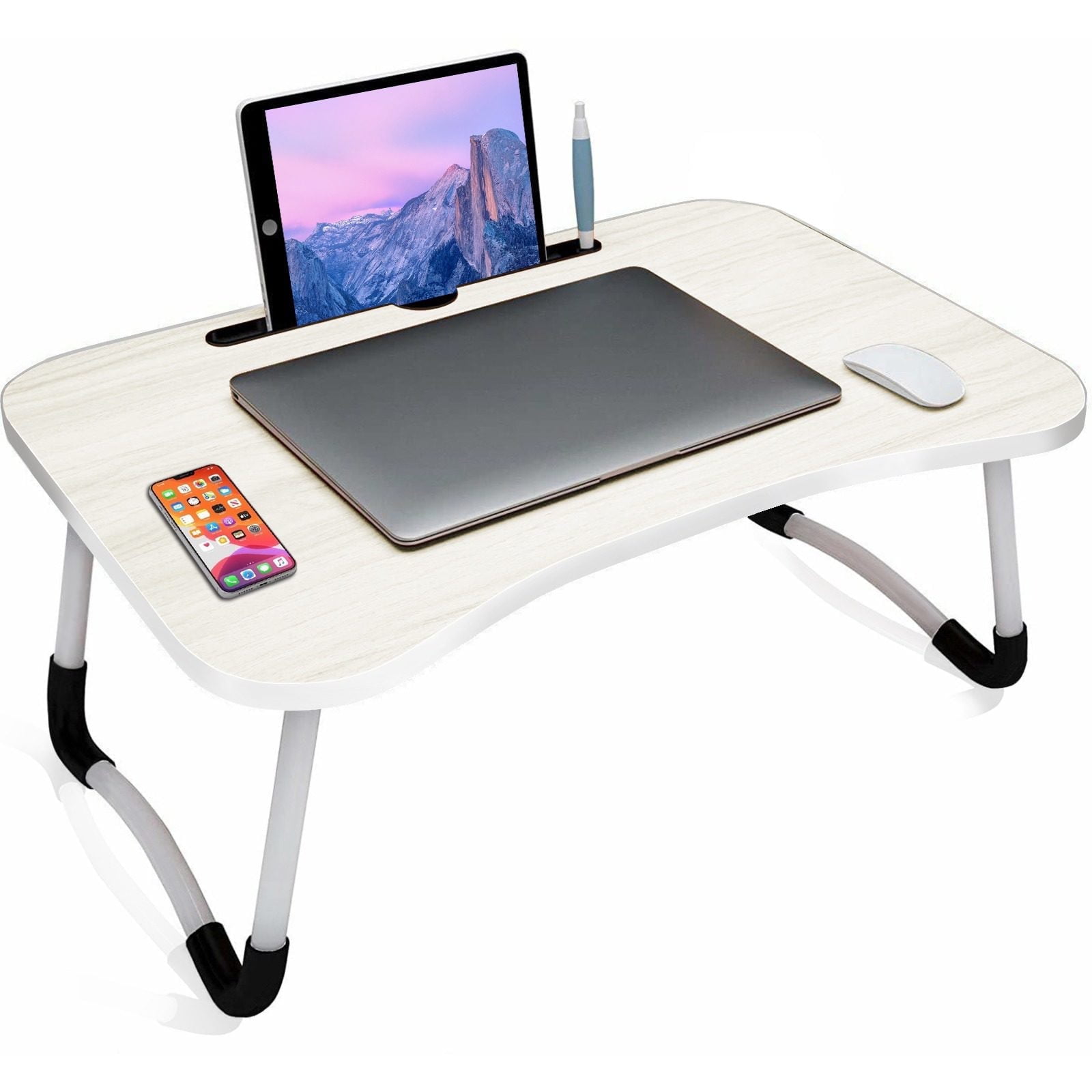 Soontrans Curved Laptop Desk- Folding, Adjustable, Portable Tray with ...