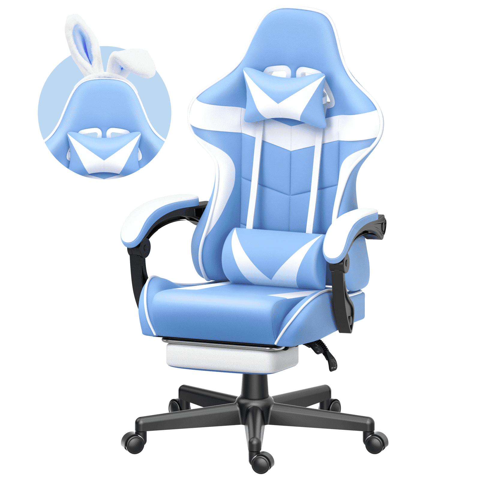 Soontrans Gaming Office Chair with Footrest, Ergonomic Leather Massage ...