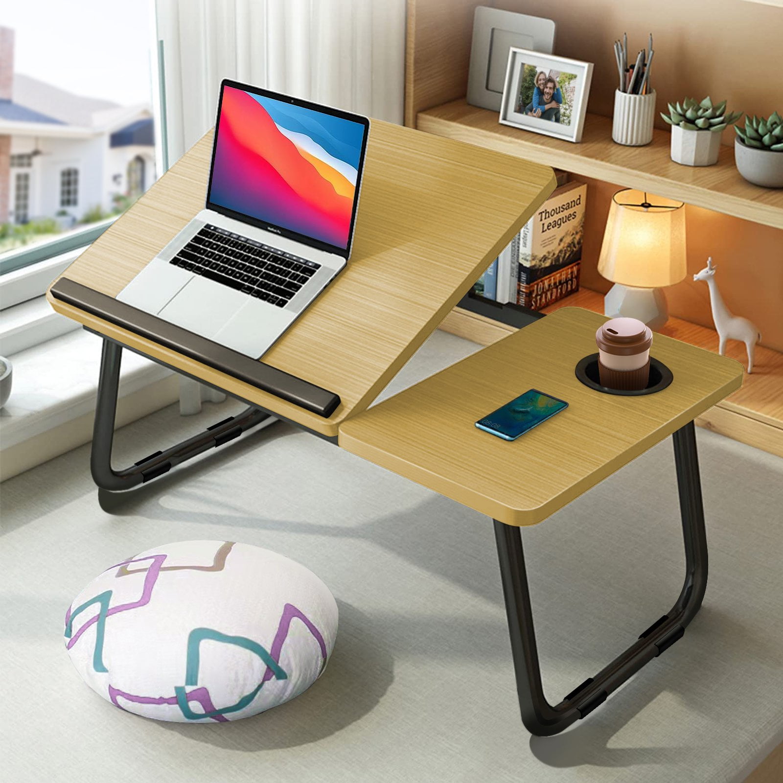 Sofia + Sam Sofa Table TV Tray with Tablet and Phone Slots | Metal Legs ...