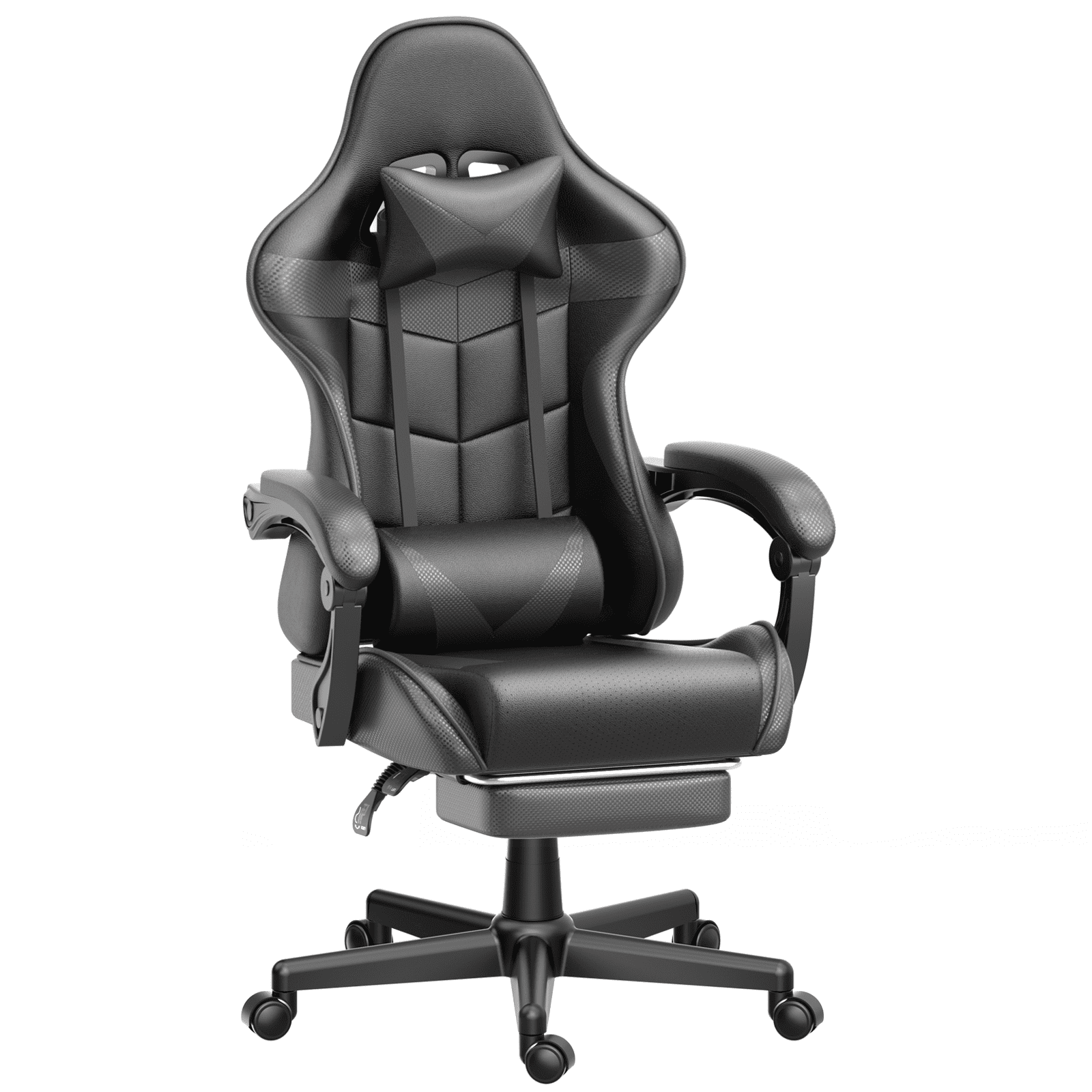 Soontrans Massage Gaming Chair With Footrest Ergonomic Leather Office Chair With Lumbar Support