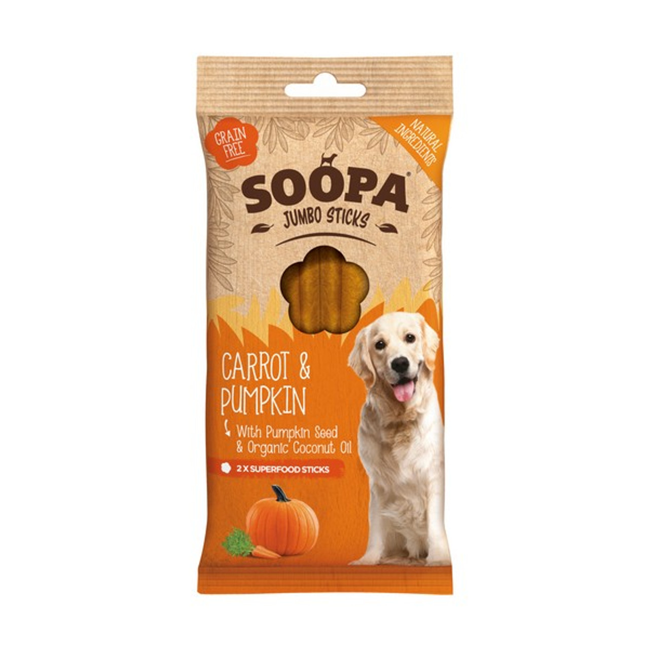 Soopa Carrot & Pumpkin Jumbo Stick Dog Treats 170g Case of 10 - Walmart.com