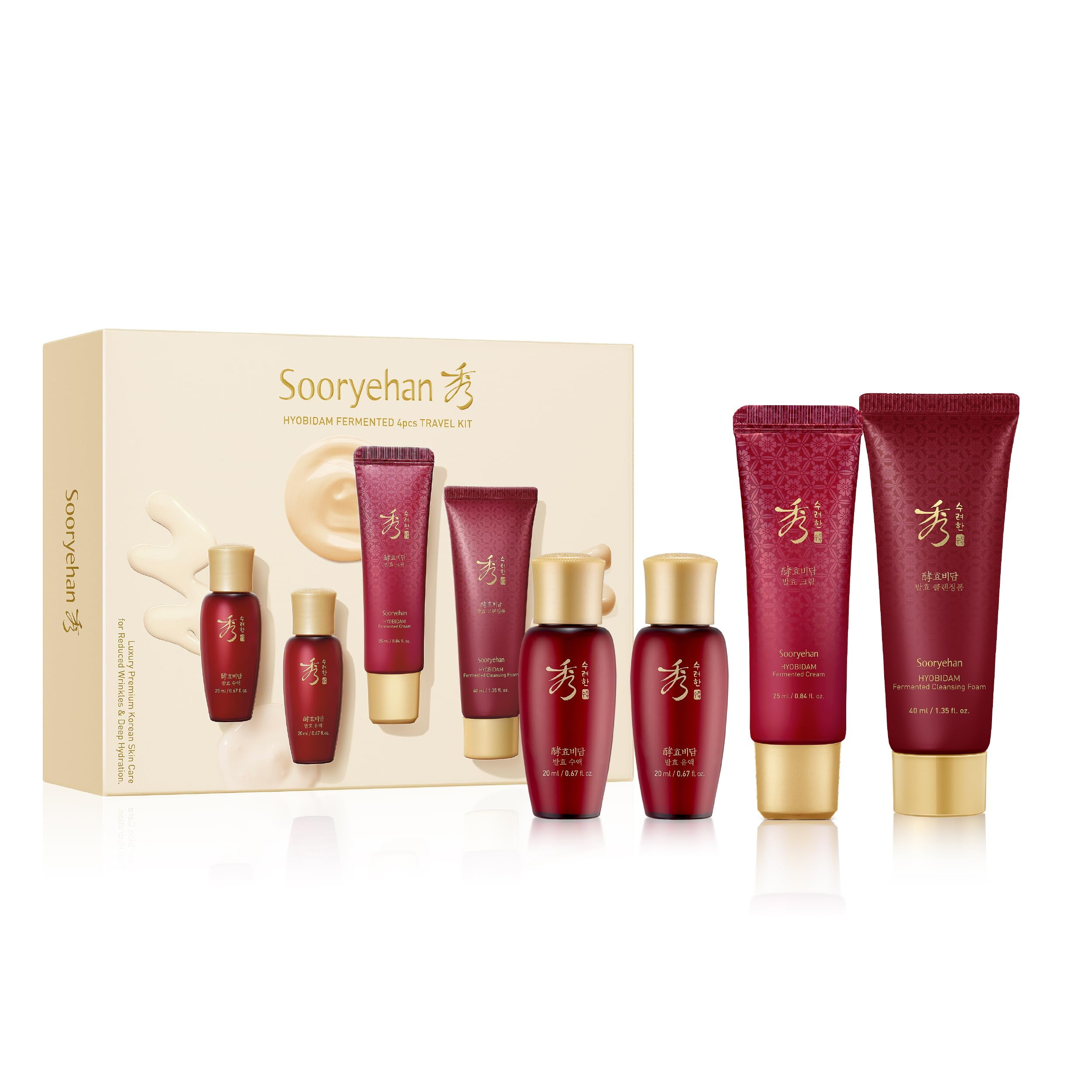 Sooryehan Hyobidam Fermented Travel IRF13 Kit (Pack of korean skincare set with Toner, Emulsion ...