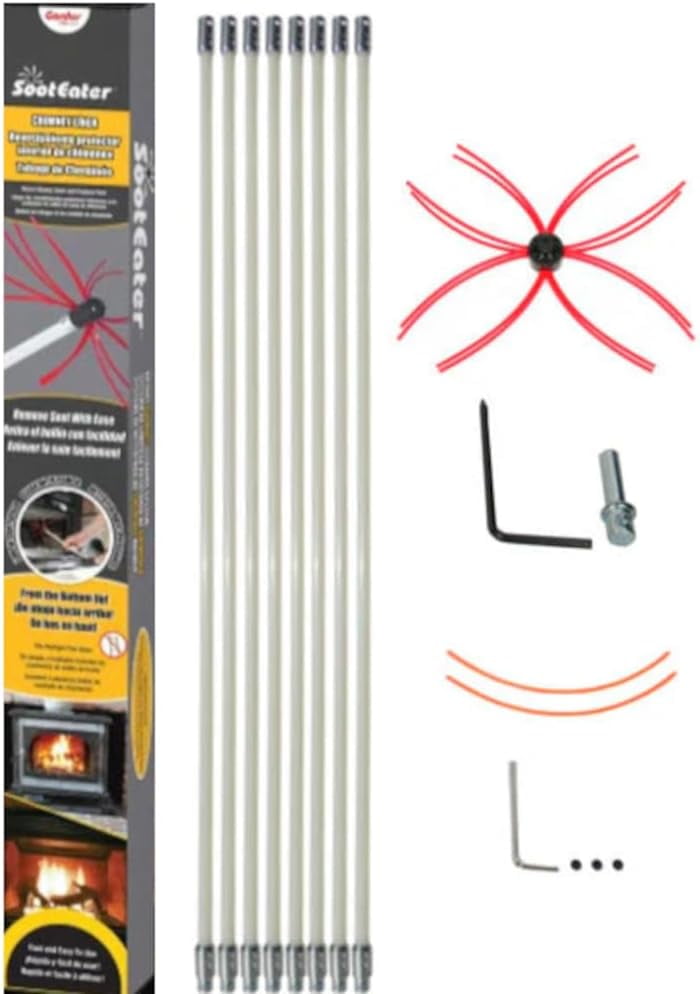 SootEater Rotary Chimney Cleaning System with 18 ft. Flexible White ...