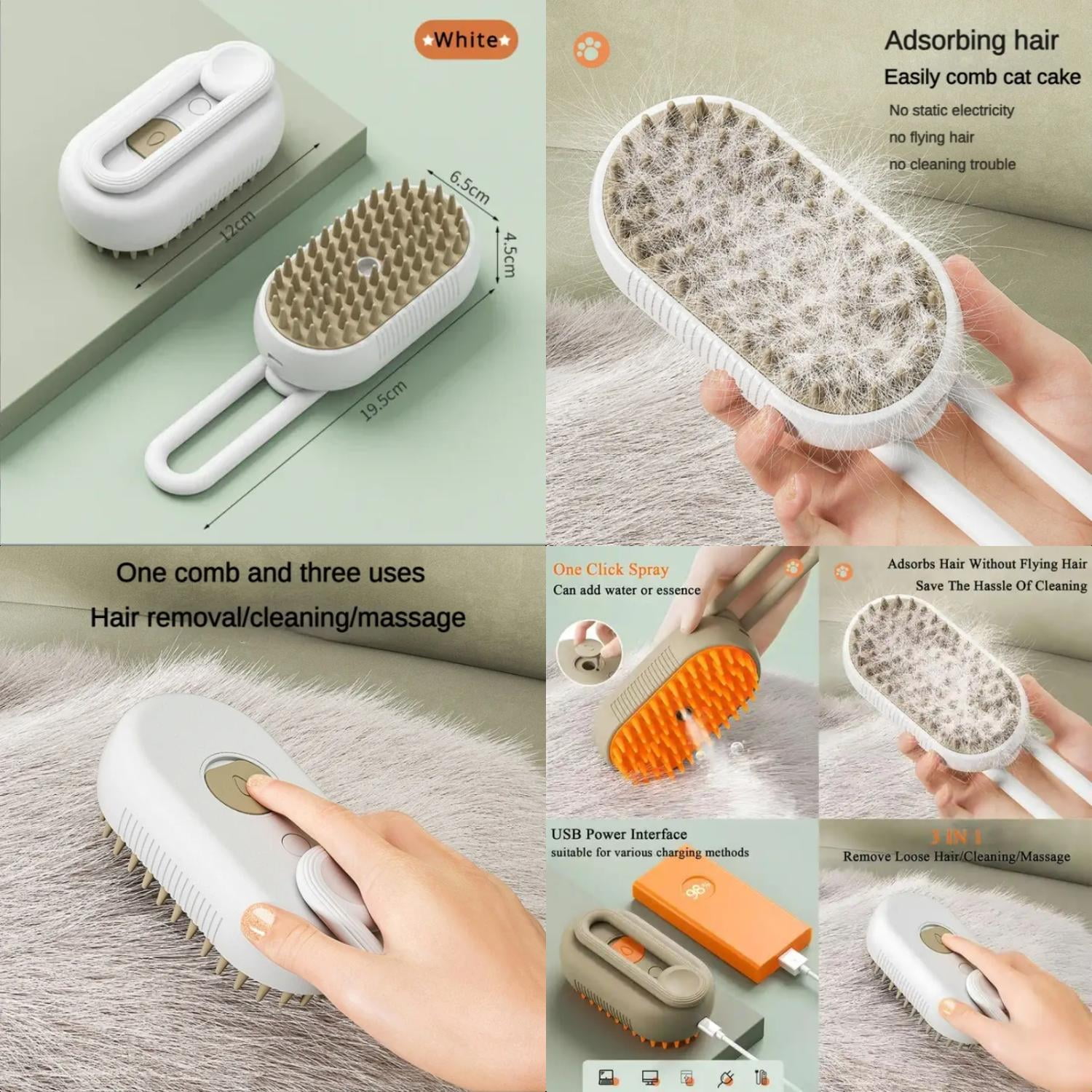 Soothing and Calming Gentle Pet Grooming Brush - Effective Anti-Flying ...