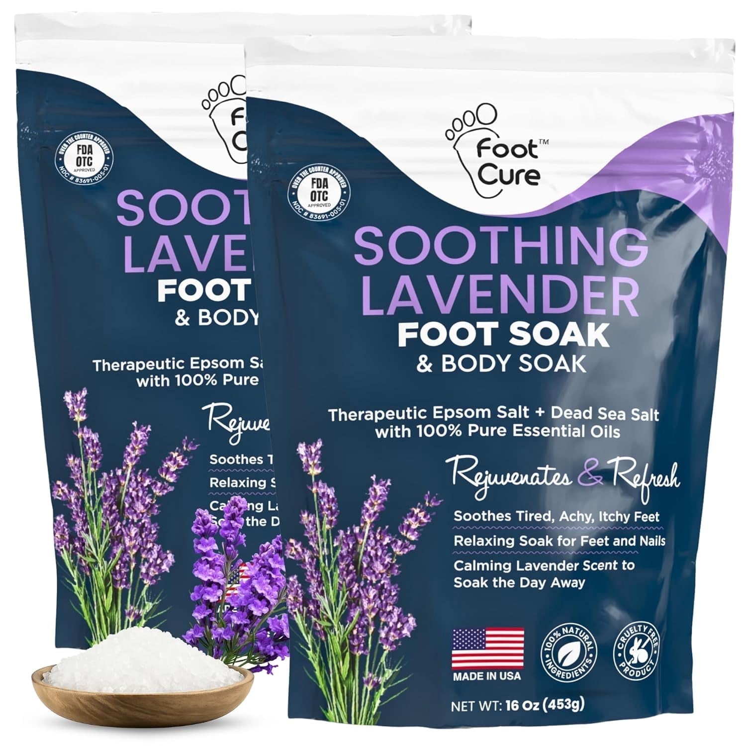 Foot Cure Soothing Lavender Foot Soak - Pedicure Foot Spa with Epson ...