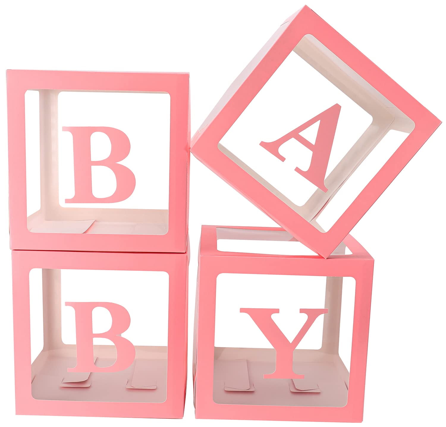 Sooyee Pink Clear Baby Boxes with Letters for Baby Shower Birthday ...