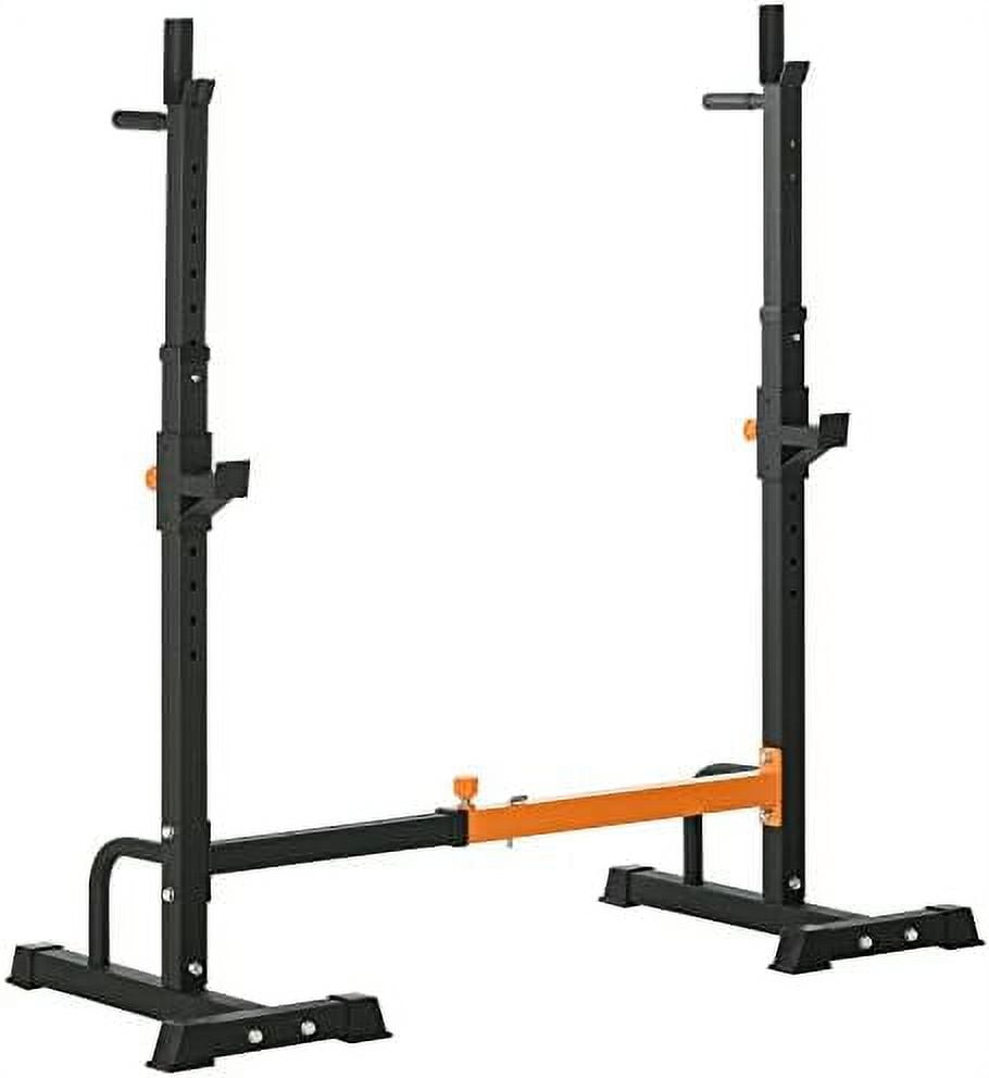 Soozier Adjustable Barbell Rack, Squat Rack with Dip Station and Push ...
