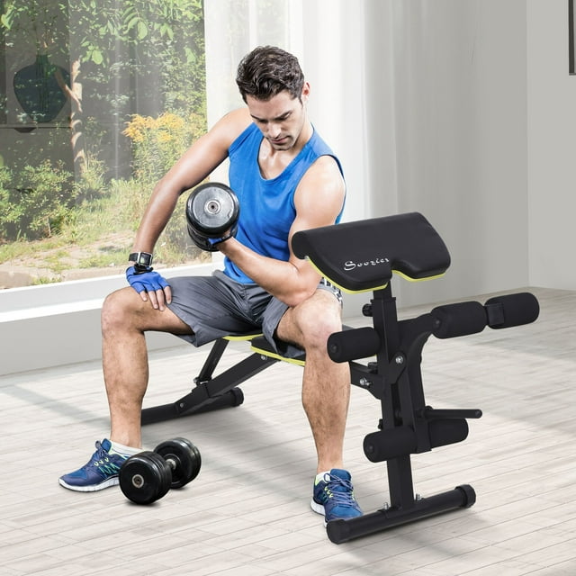 Soozier Adjustable Sit-up Dumbbell Bench, Multi-Functional Home Gym ...