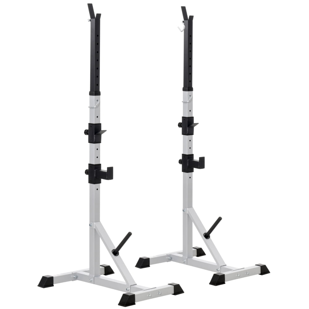 Soozier Adjustable Steel Barbell Squat Rack Bench Press Gym Equipment ...