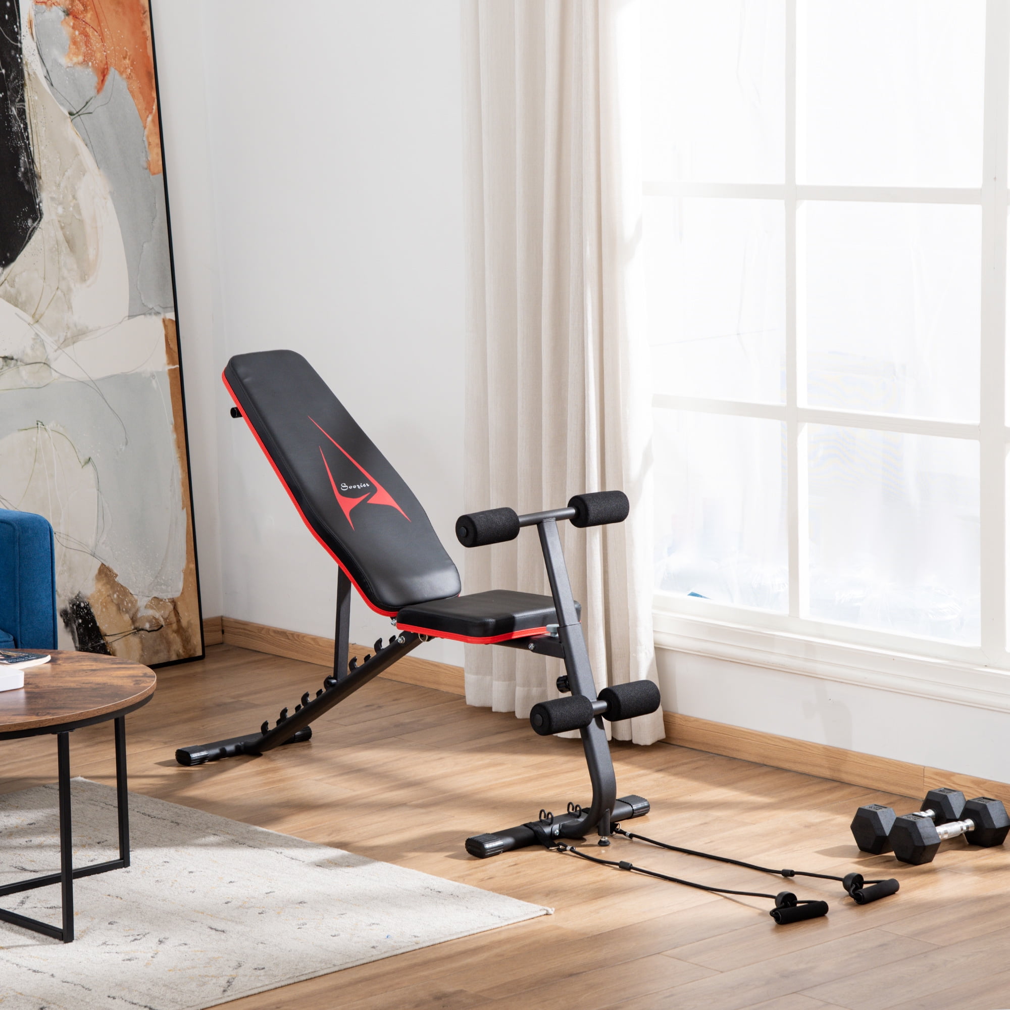 Soozier Adjustable Weight Bench, Multifunctional Foldable Utility ...