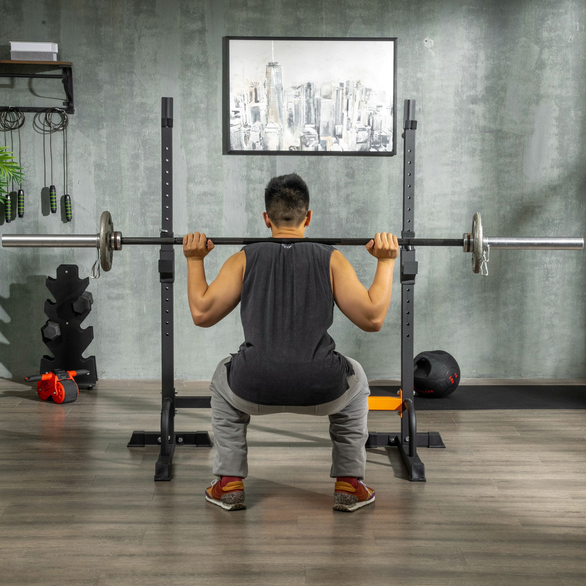 Soozier Power Stand Lifting Machine, Barbell Rack Dip Station Squat ...
