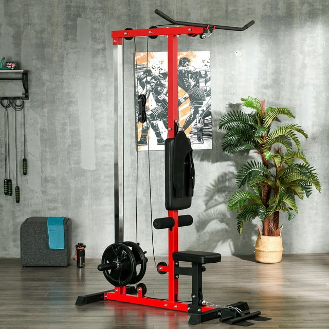Soozier Cable Machine Lat Pull Down Machines with Flip-Up Footplate ...