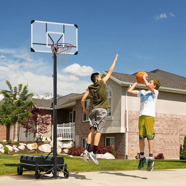 Soozier Fully Foldable Basketball Goal, Portable Basketball Hoop, 4.3 ...