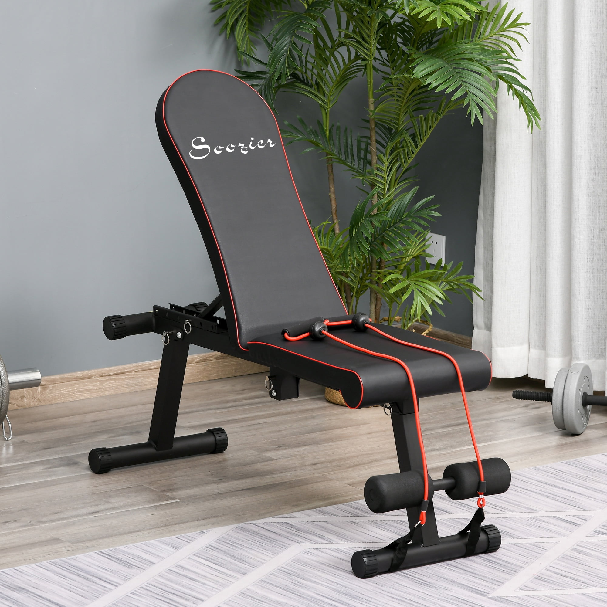 Foldable Sit Up Dumbbell Bench Adjustable Multi Exercise with Rope for ...