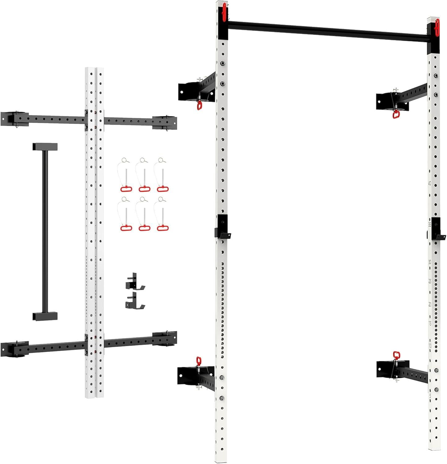 Soozier Folding Squat Rack with Adjustable Pull-Up Bar, 1000 Pounds ...