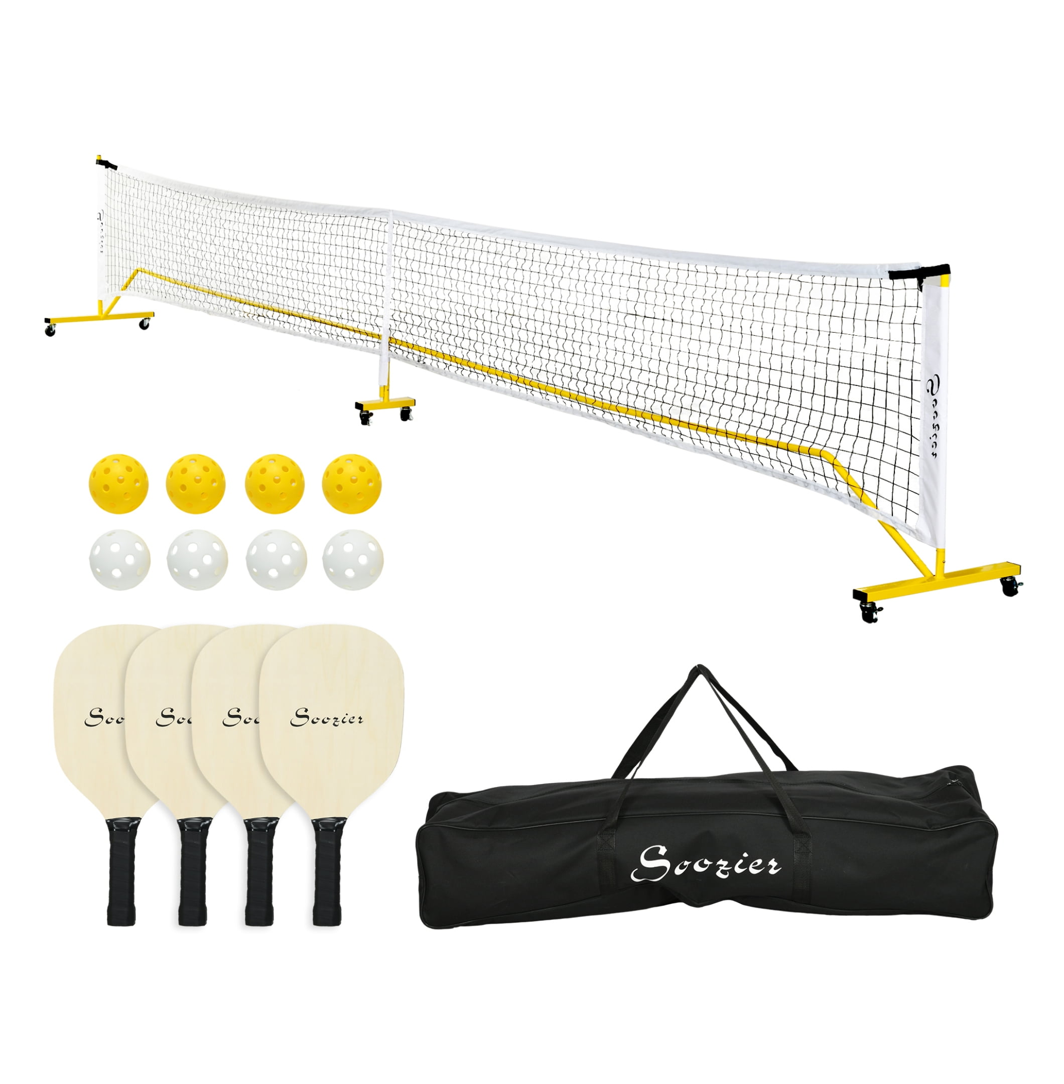 Soozier Pickleball Set with Net, Court Markers and Wheels, 22FT ...