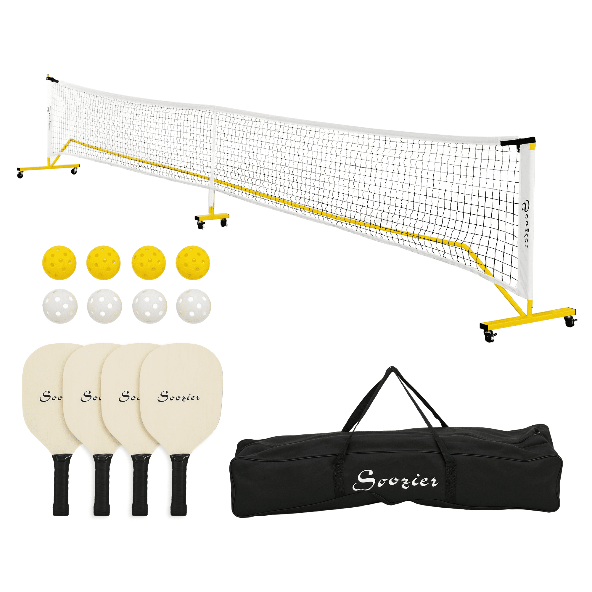 Soozier Pickleball Set with Net, Court Markers and Wheels, 22FT ...